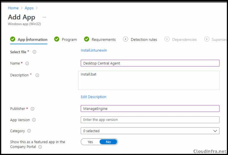 Deploy ManageEngine Endpoint Central Agent Using Intune