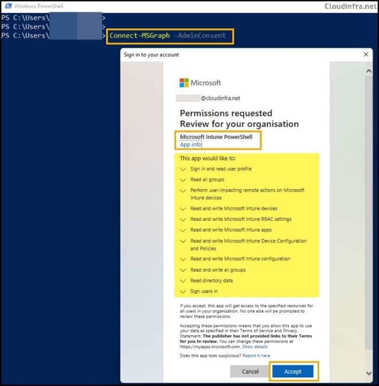 Microsoft Intune PowerShell Approval Required. The App Requires Your ...