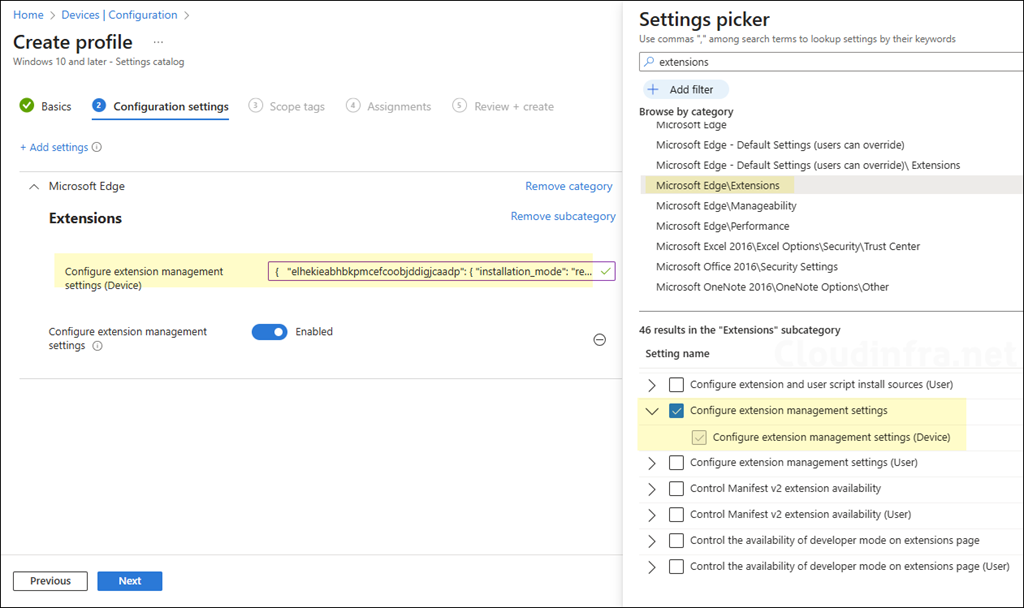 Allow Or Block Edge Extensions Using Intune