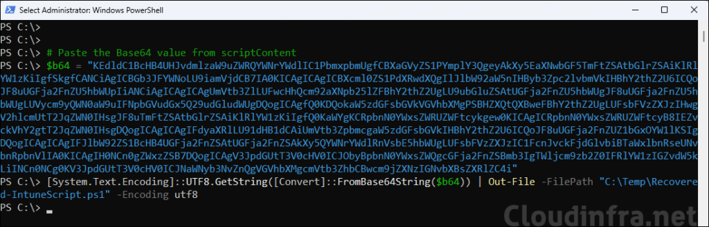 Get Back Or Retrieve Intune PowerShell Scripts